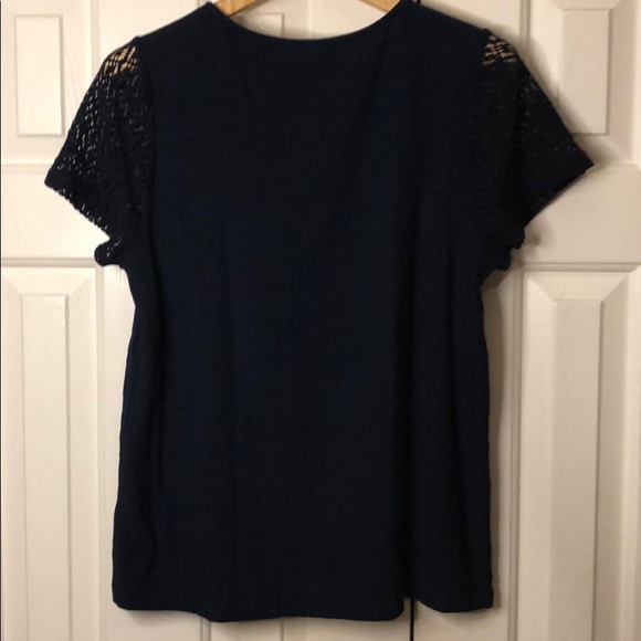 True Craft | Tops | True Craft Navy Tee With Short Lace Sleeves | Poshmark